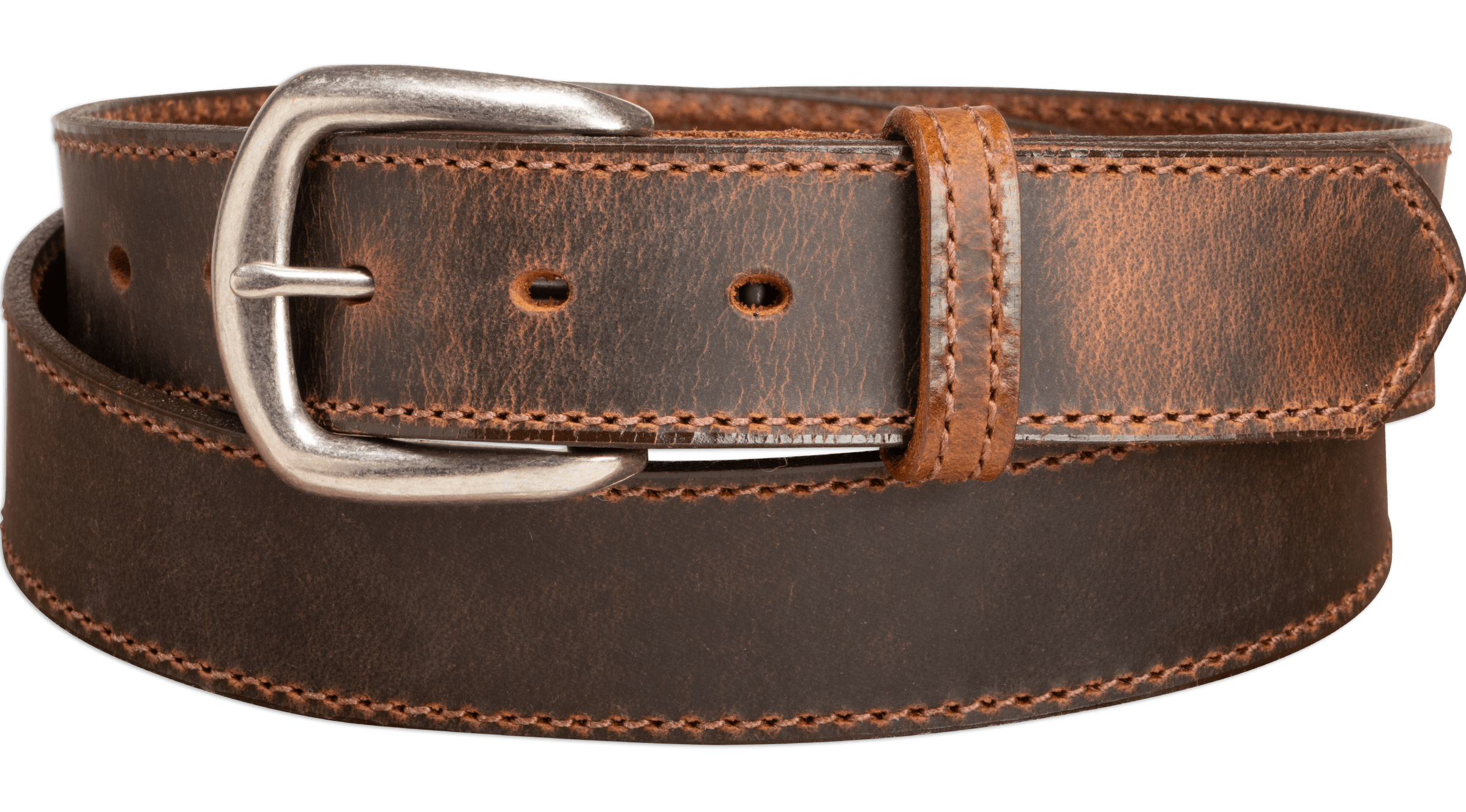 The Crazy Horse: Men's Oil Tanned Stitched Leather Belt 1.375" (Brown – AmishMadeBelts.com