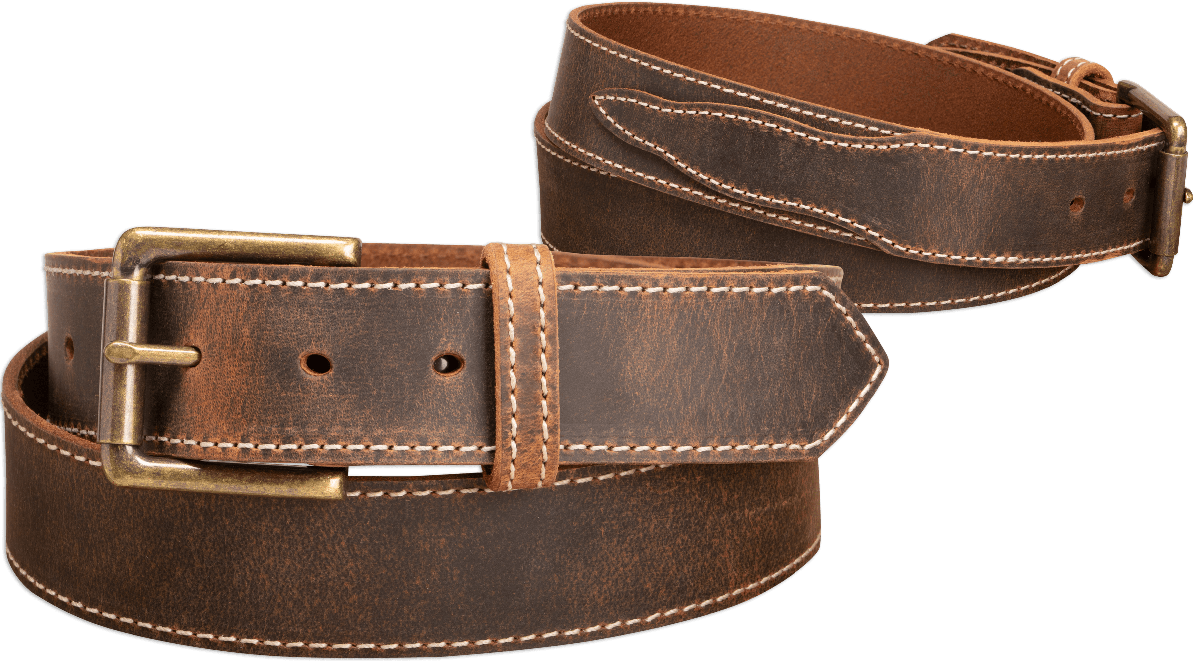 The Crazy Horse: Men's Oil Tanned Stitched Leather Belt 1.50" With Sca– AmishMadeBelts.com
