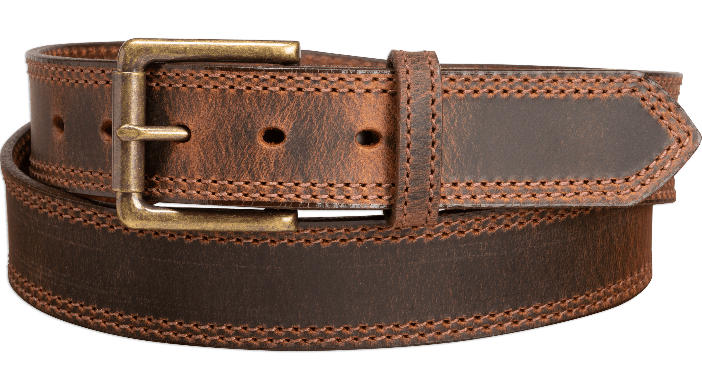 The Crazy Horse: Men's Oil Tanned Double Stitched Leather Belt 1.50" (– AmishMadeBelts.com