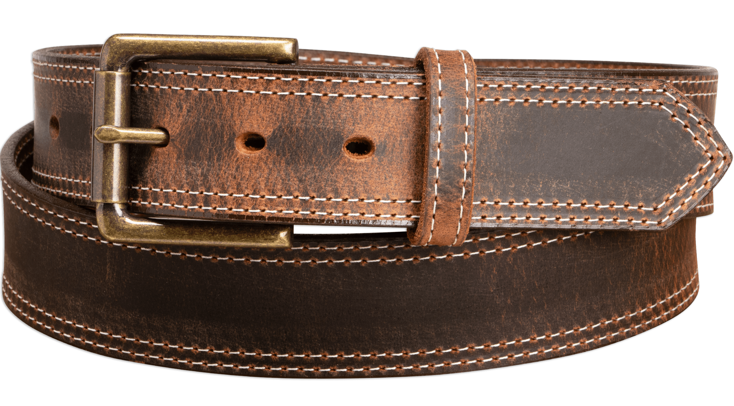 The Crazy Horse: Men's Oil Tanned Double Stitched Leather Belt 1.50" (– AmishMadeBelts.com