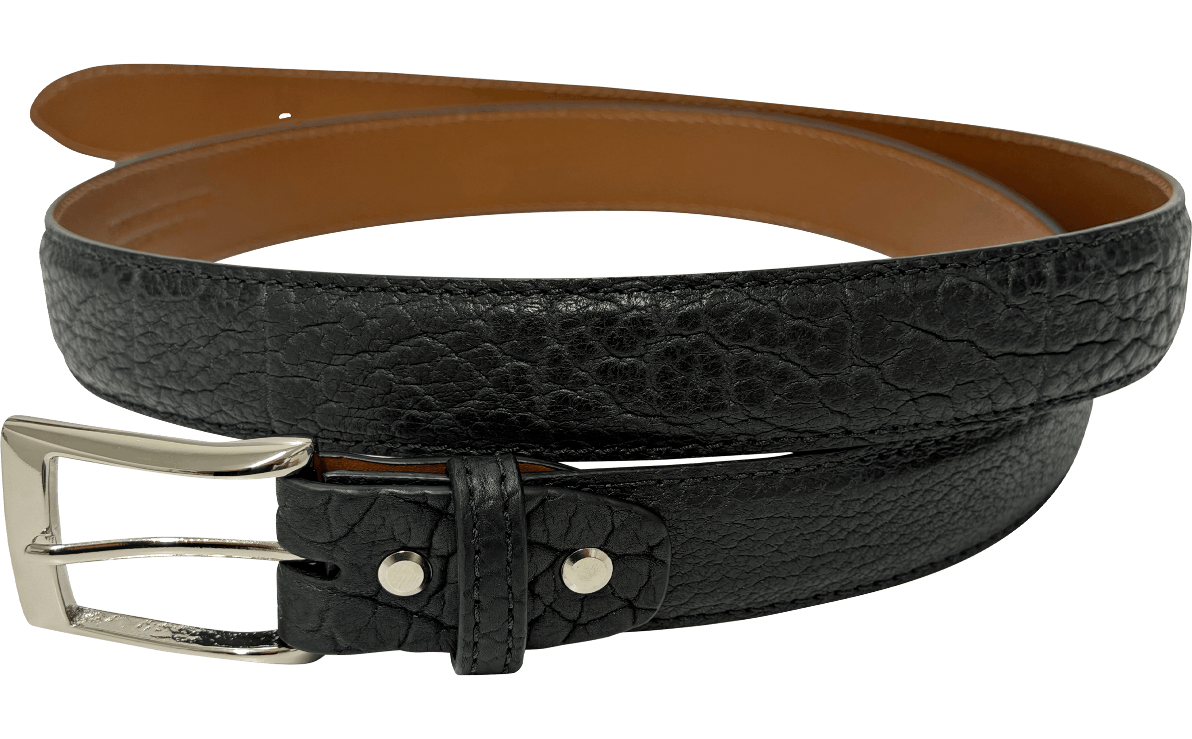 Black American Bison Designer High End Leather Belt 1.25" Wide