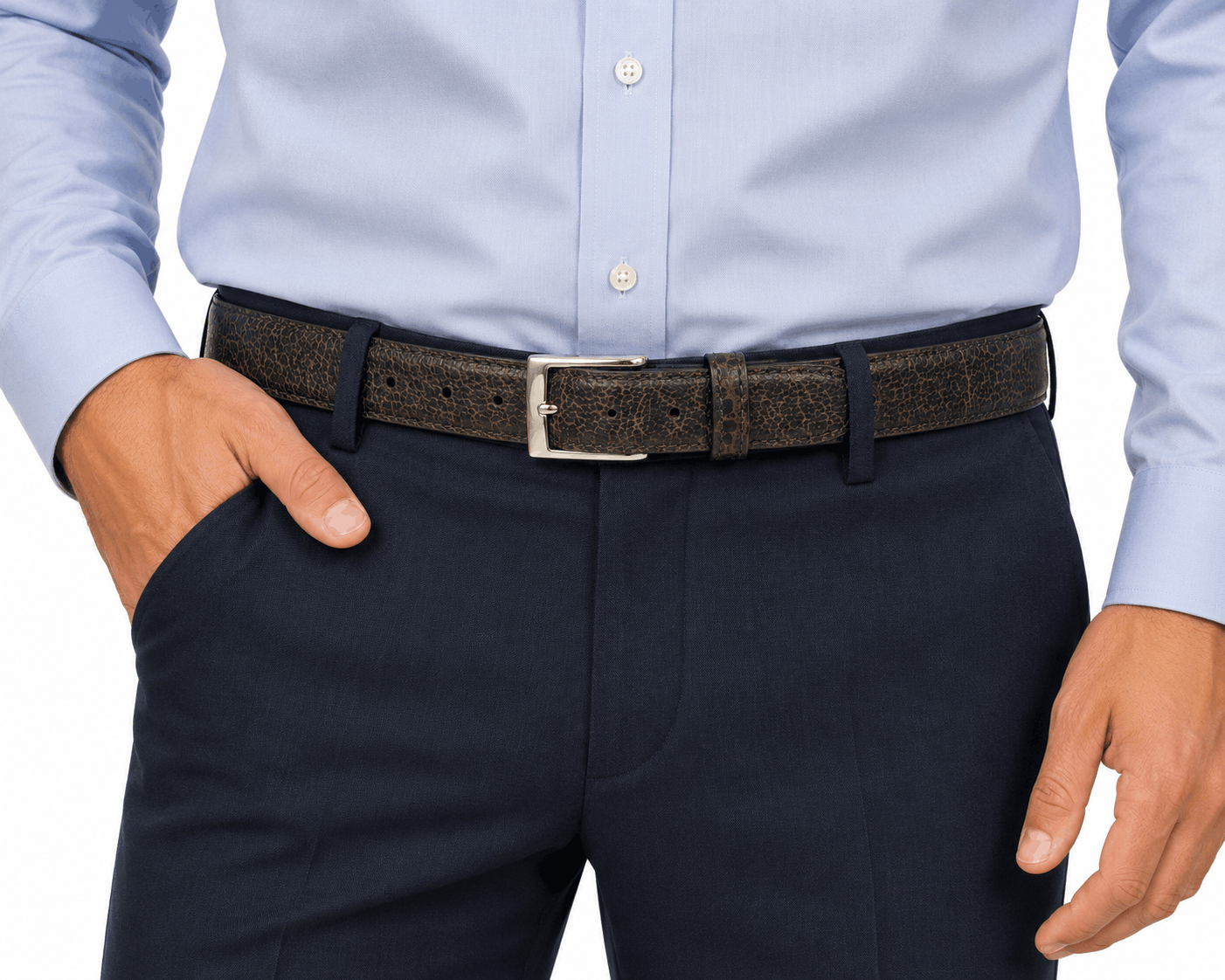Brown American Bison Designer High End Leather Belt 1.25" Wide