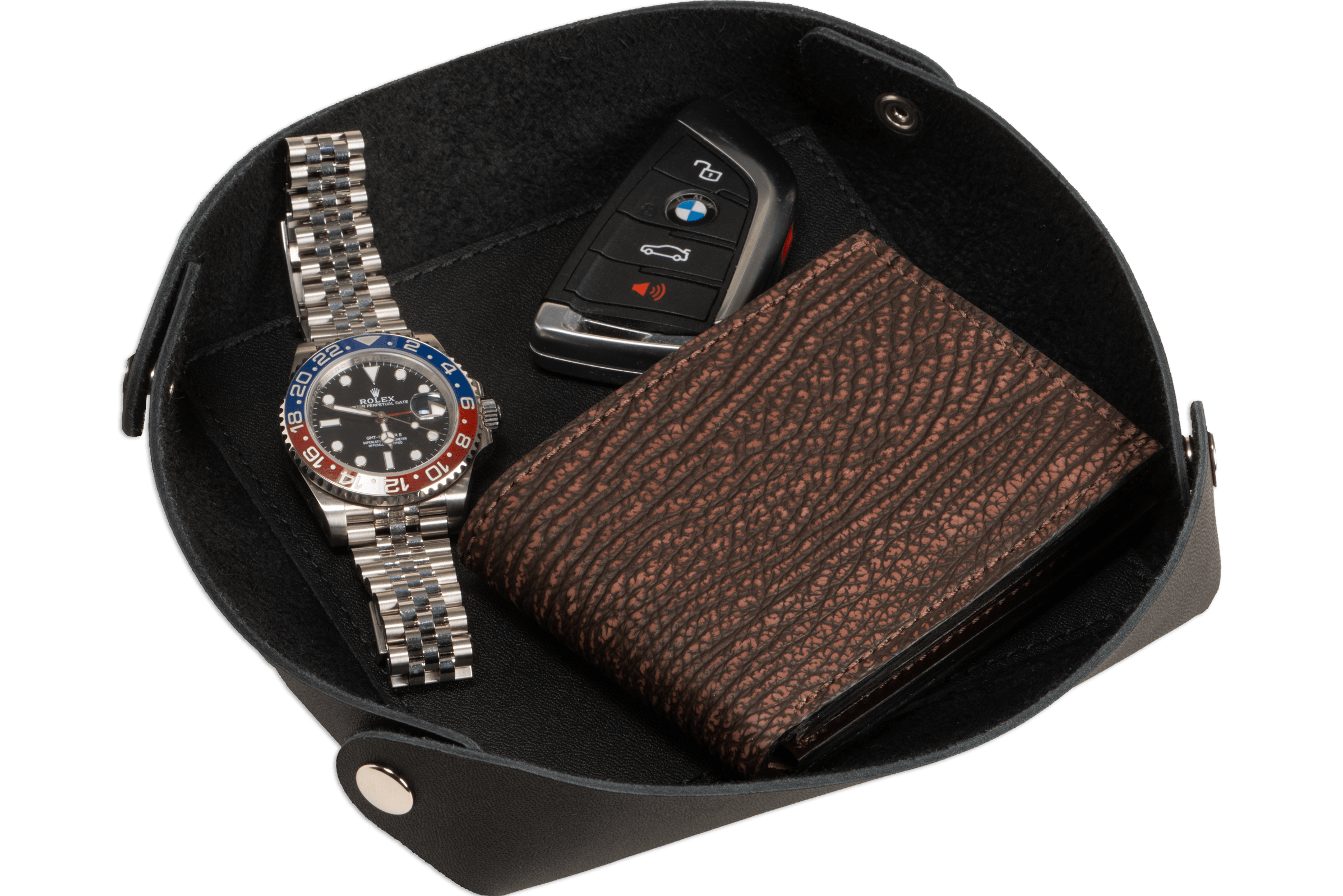 Amish Made Leather Travel Valet Tray Folds Flat– AmishMadeBelts.com