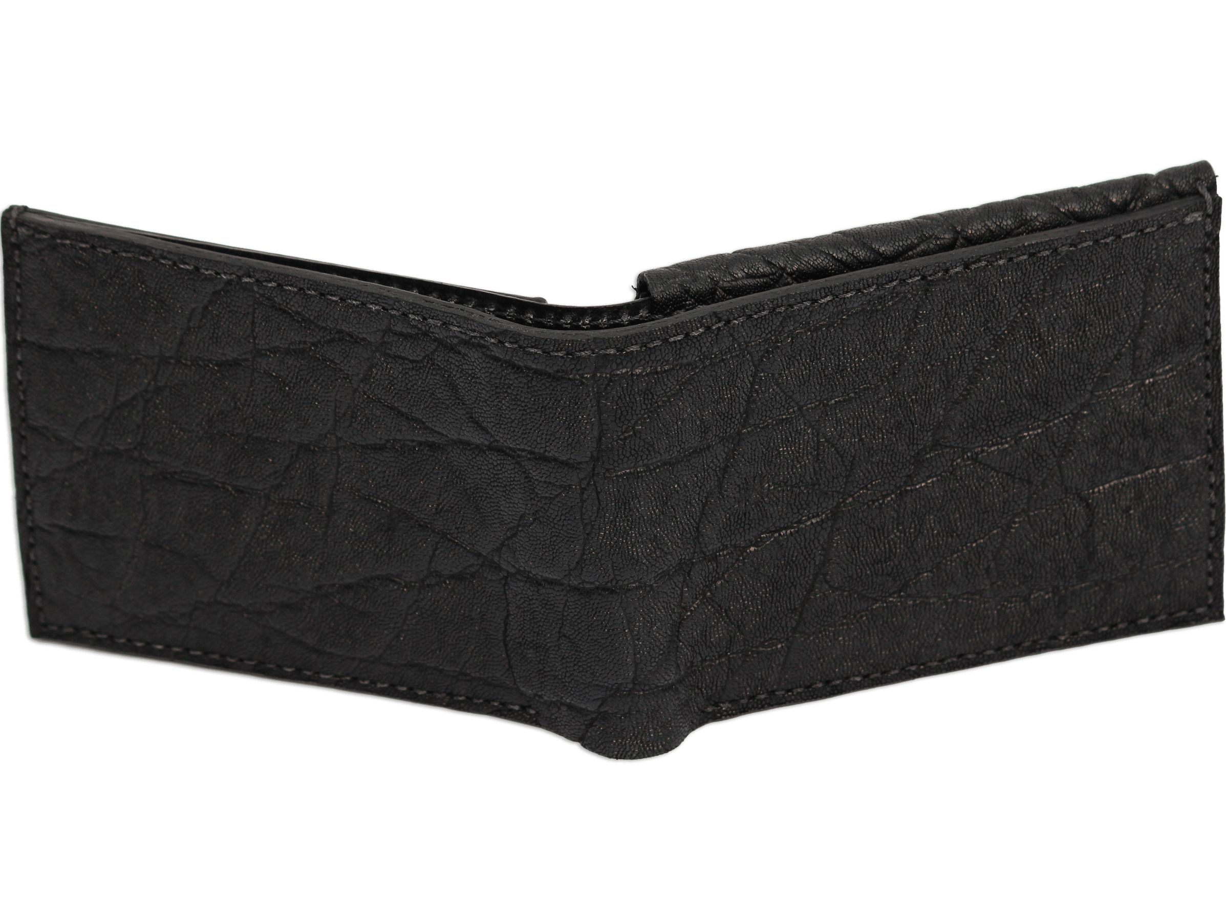 Black Elephant Luxury Designer Exotic Bifold Wallet With Flip Up ID Wi