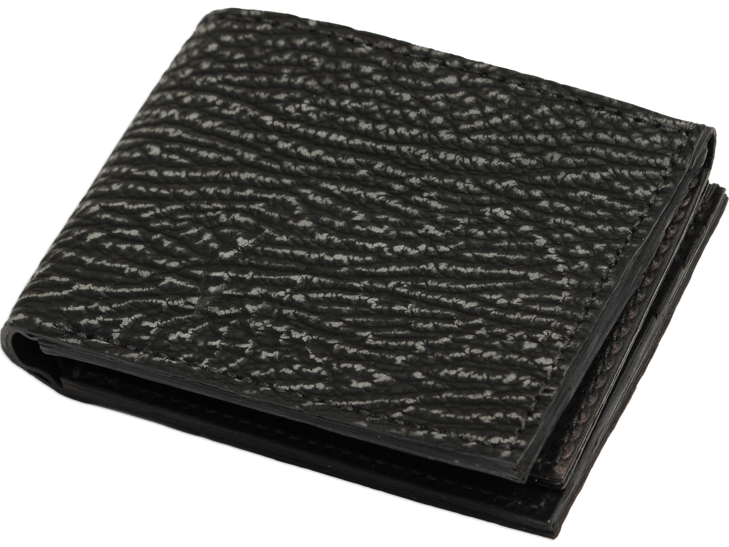 Black Suede Shark Luxury Designer Exotic Bifold Wallet With Flip Up ID