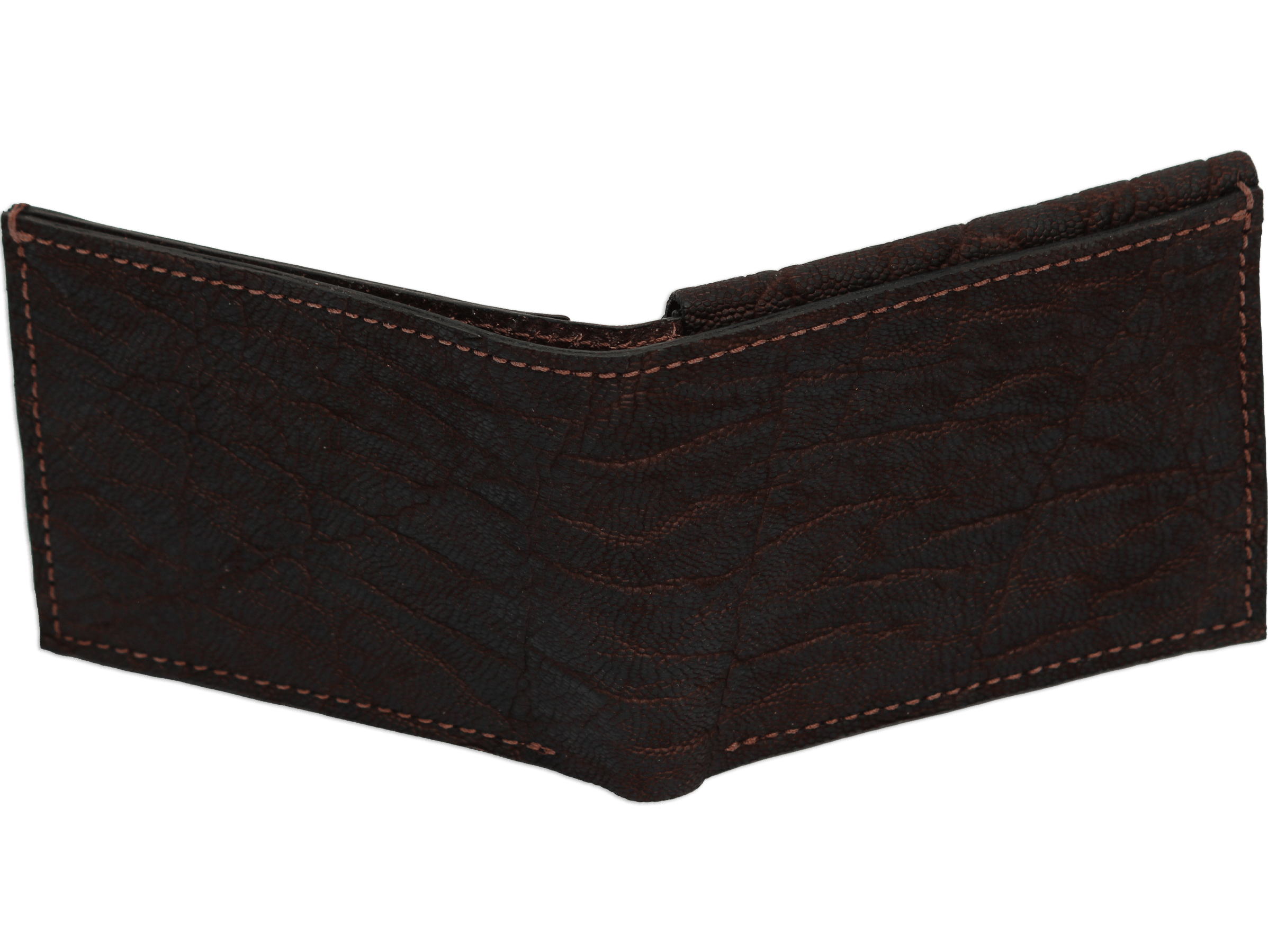 Dark Brown Elephant Luxury Designer Exotic Bifold Wallet With Flip Up