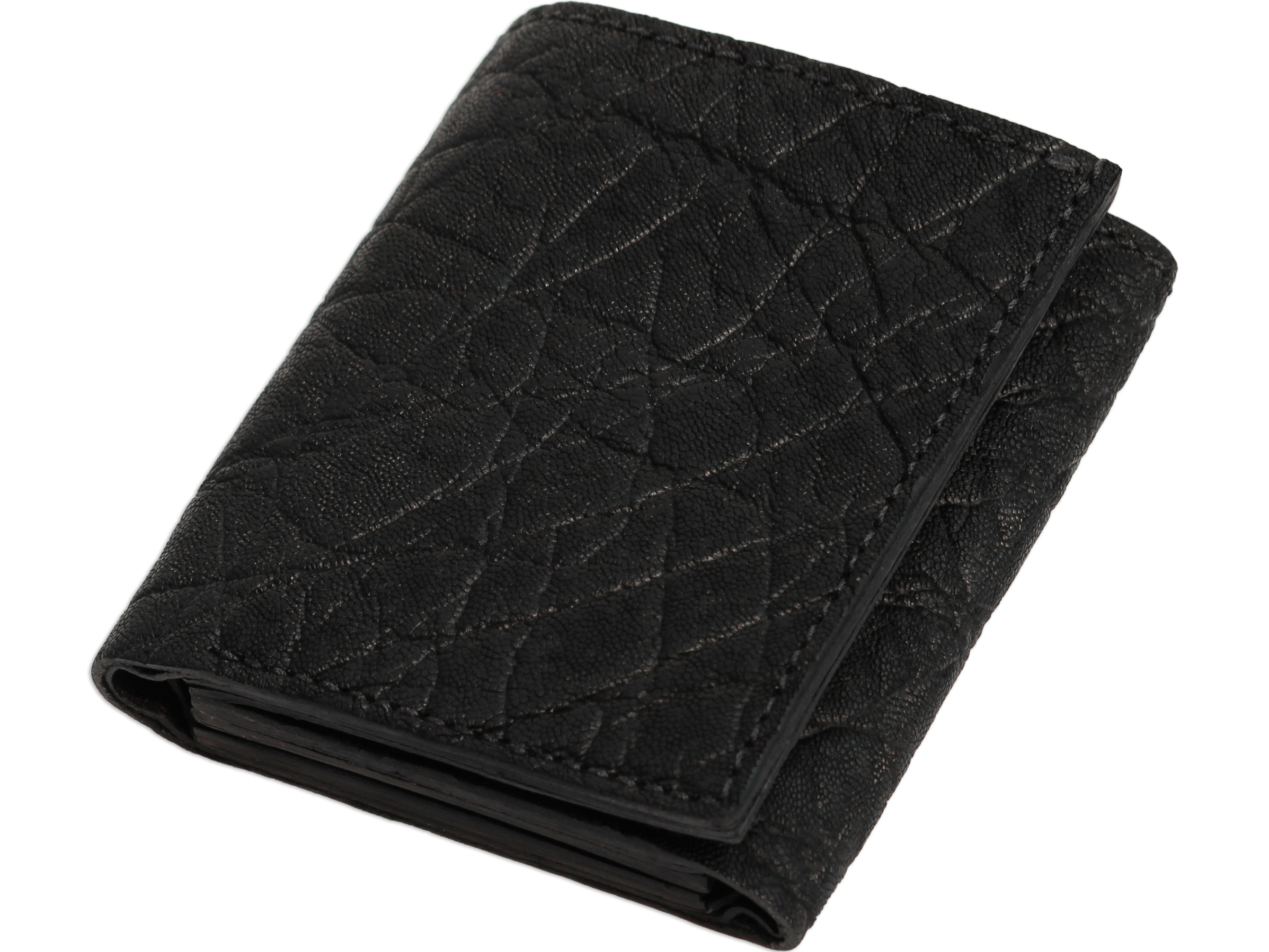 Black Elephant Luxury Designer Exotic Trifold Wallet With ID Window