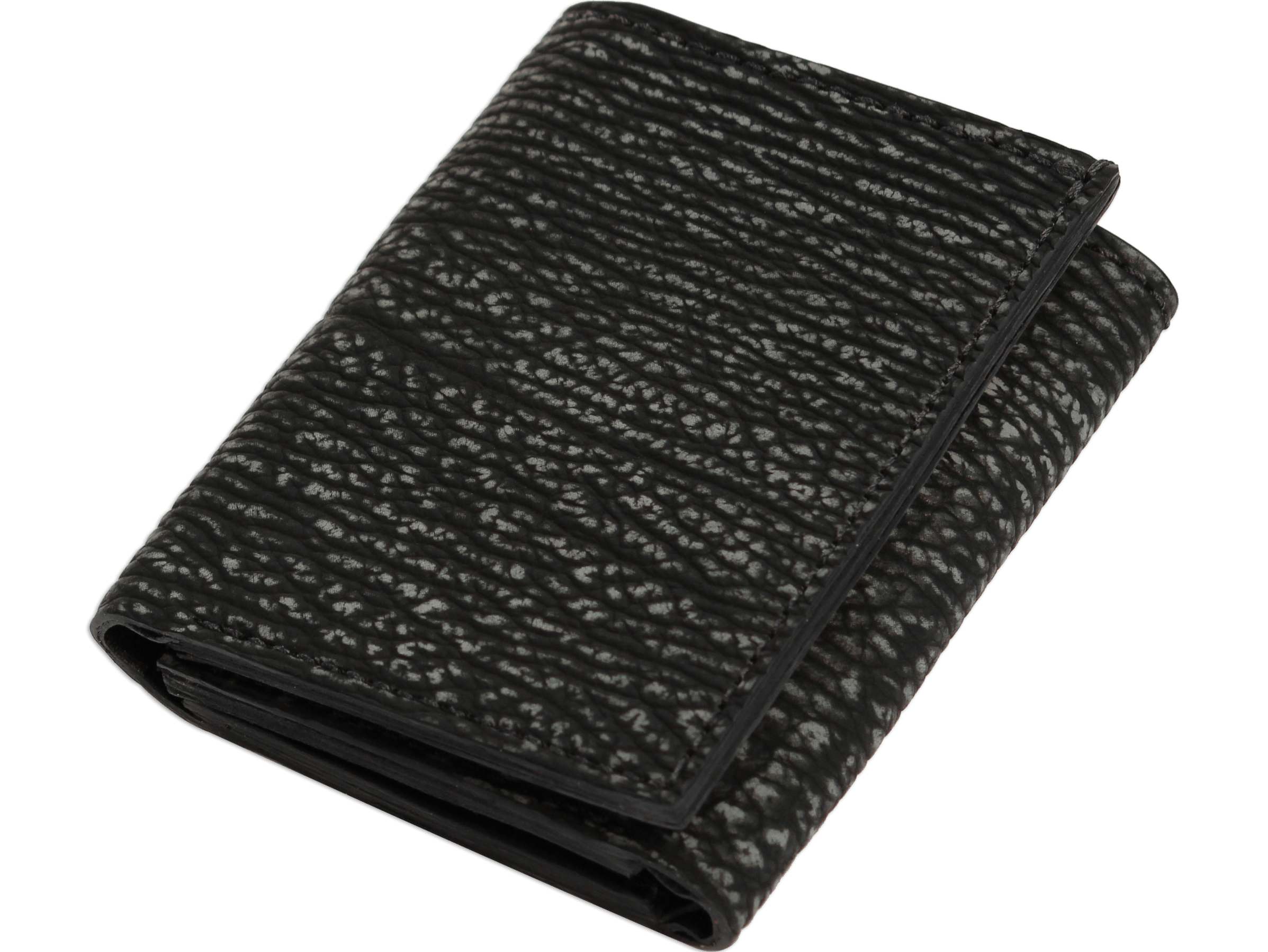 Black Suede Shark Luxury Designer Exotic Trifold Wallet With ID Window