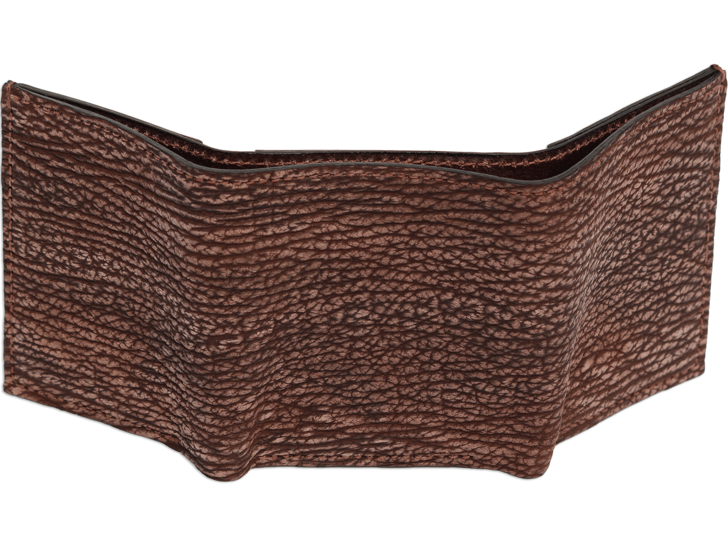 Brown Suede Shark Luxury Designer Exotic Trifold Wallet With ID Window