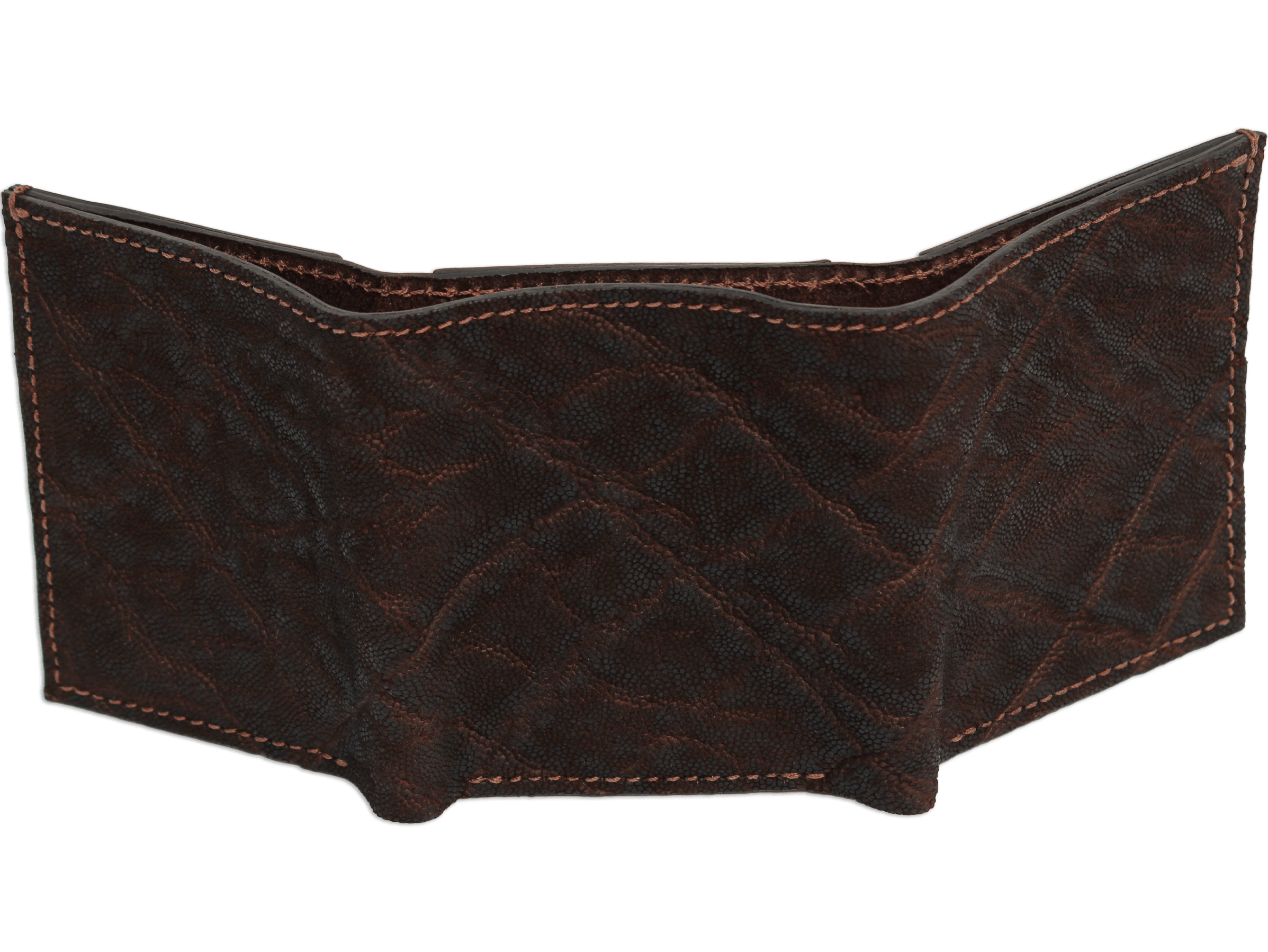 Dark Brown Elephant Luxury Designer Exotic Trifold Wallet With ID Wind