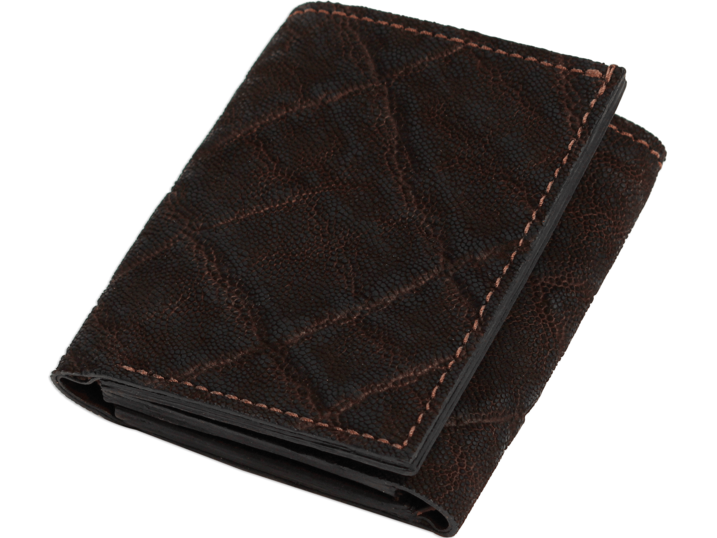 Dark Brown Elephant Luxury Designer Exotic Trifold Wallet With ID Wind
