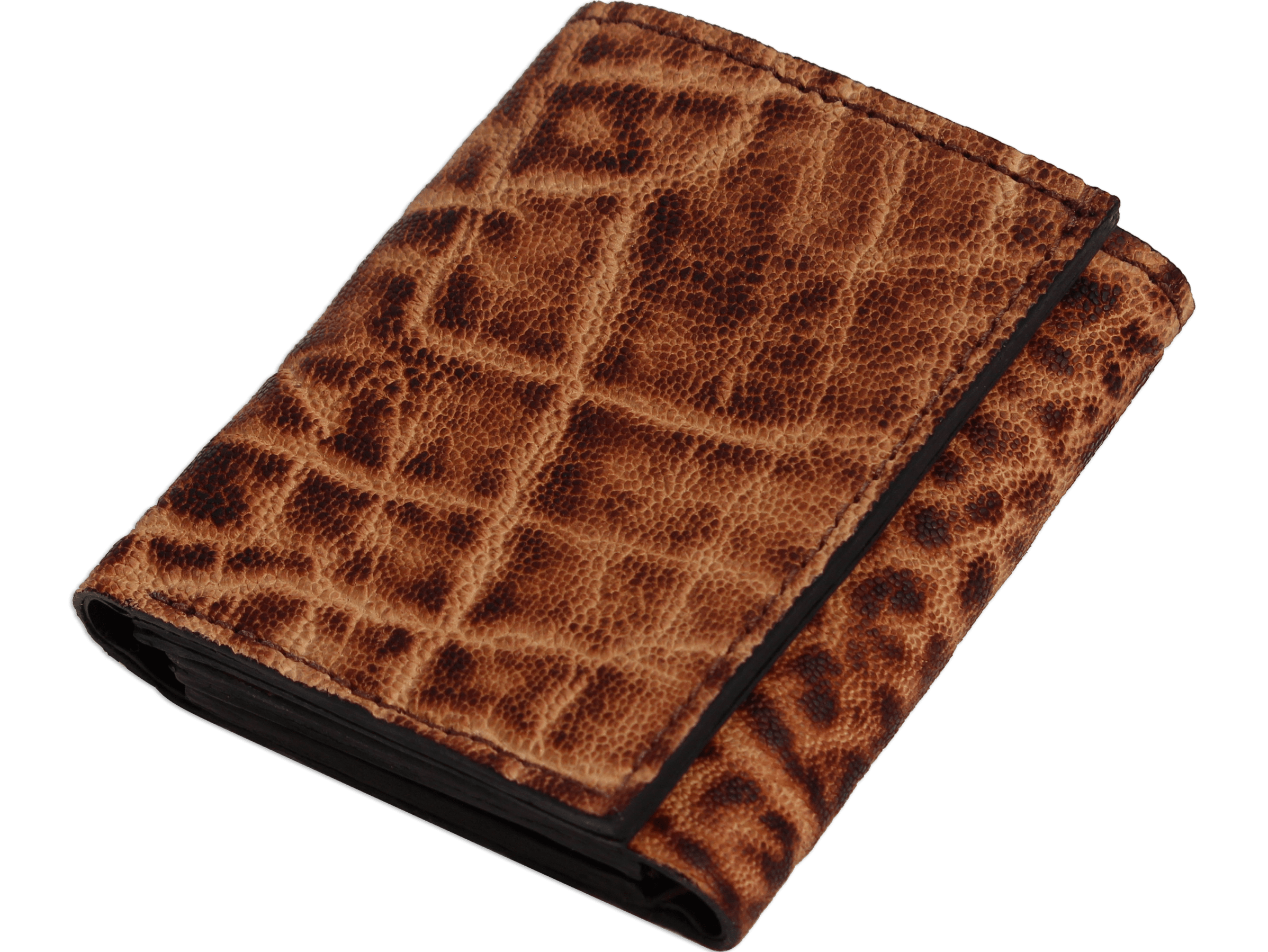 Rustic Brown Elephant Luxury Designer Exotic Trifold Wallet With ID Wi