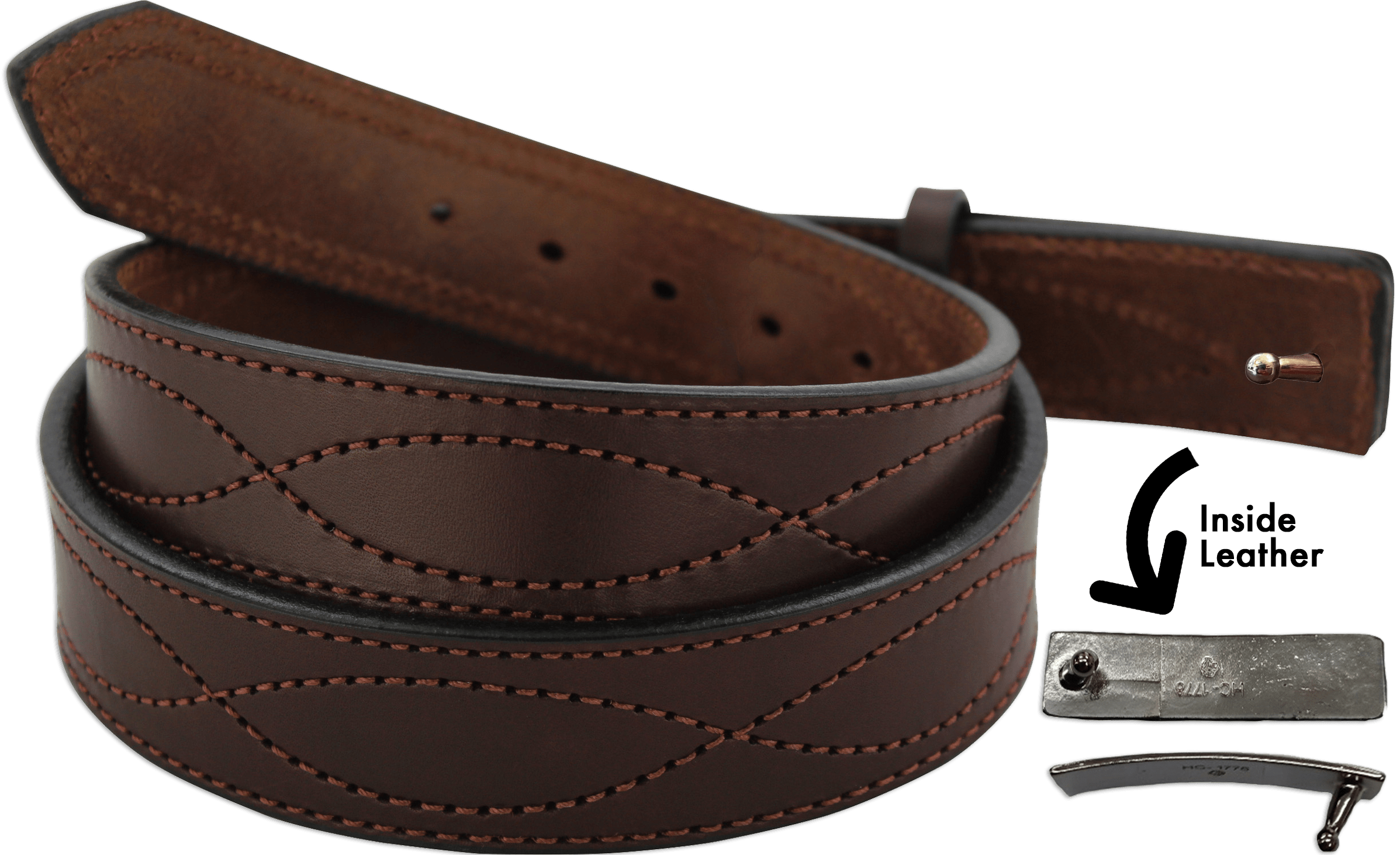 Men's Brown Stitched Buckle-less Ball Hook - The Pit Boss 1.50"