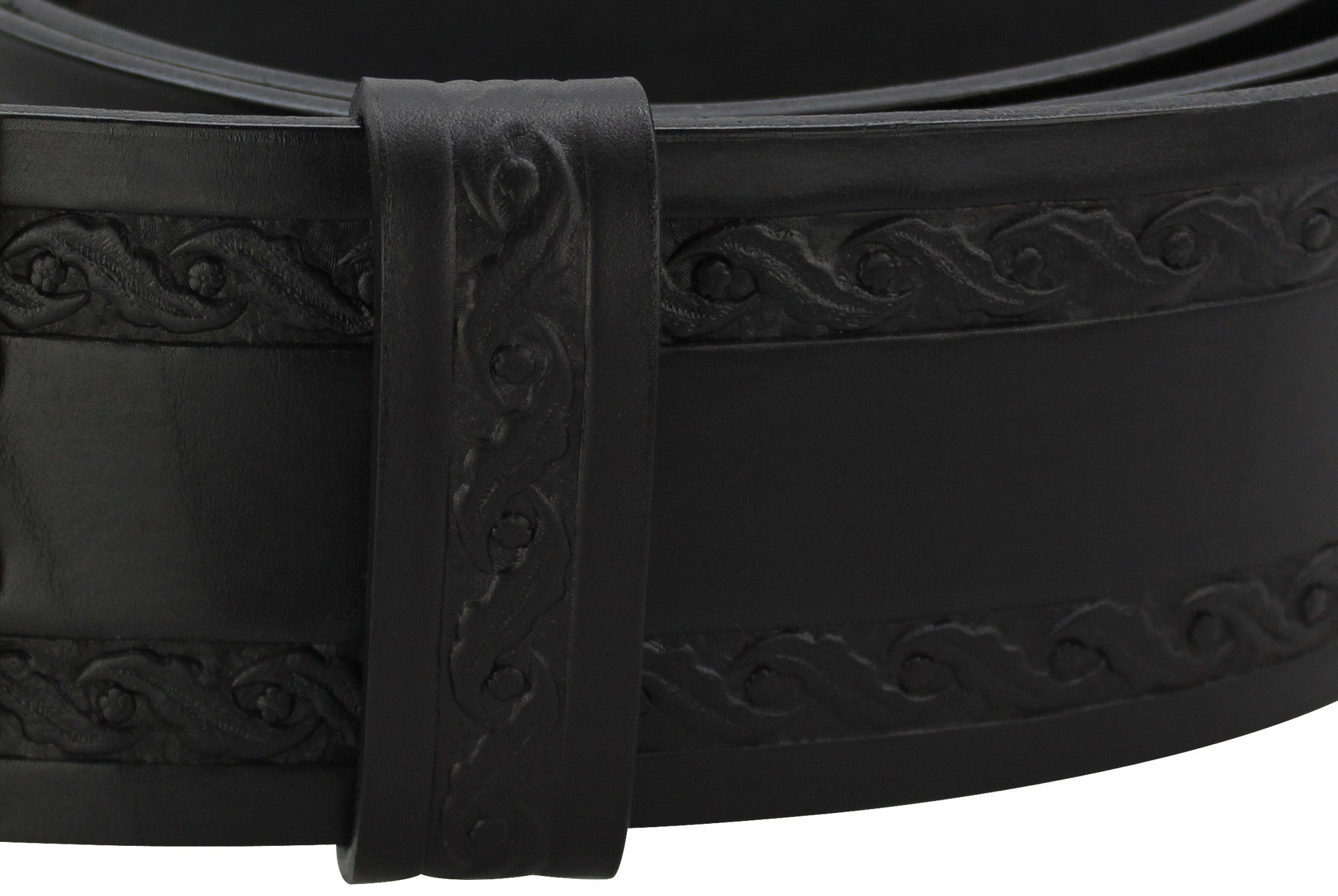 Black Santa 3.5'' Belt Keeper Loop - Oak Leaf Embossed– AmishMadeBelts.com