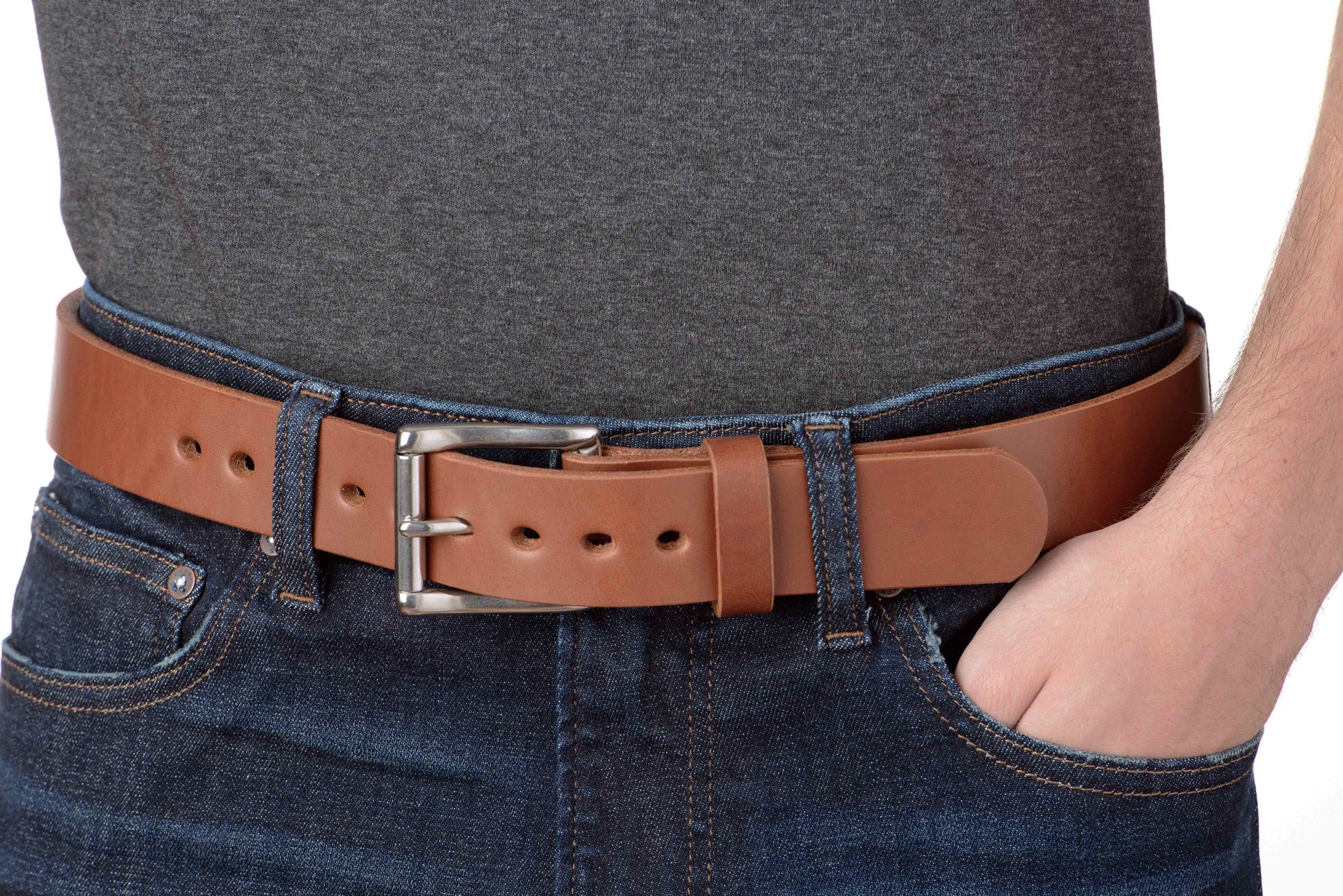 The Eastwood: Men's Caramel Tan Non Stitched Leather Belt Max Thick 1 ...