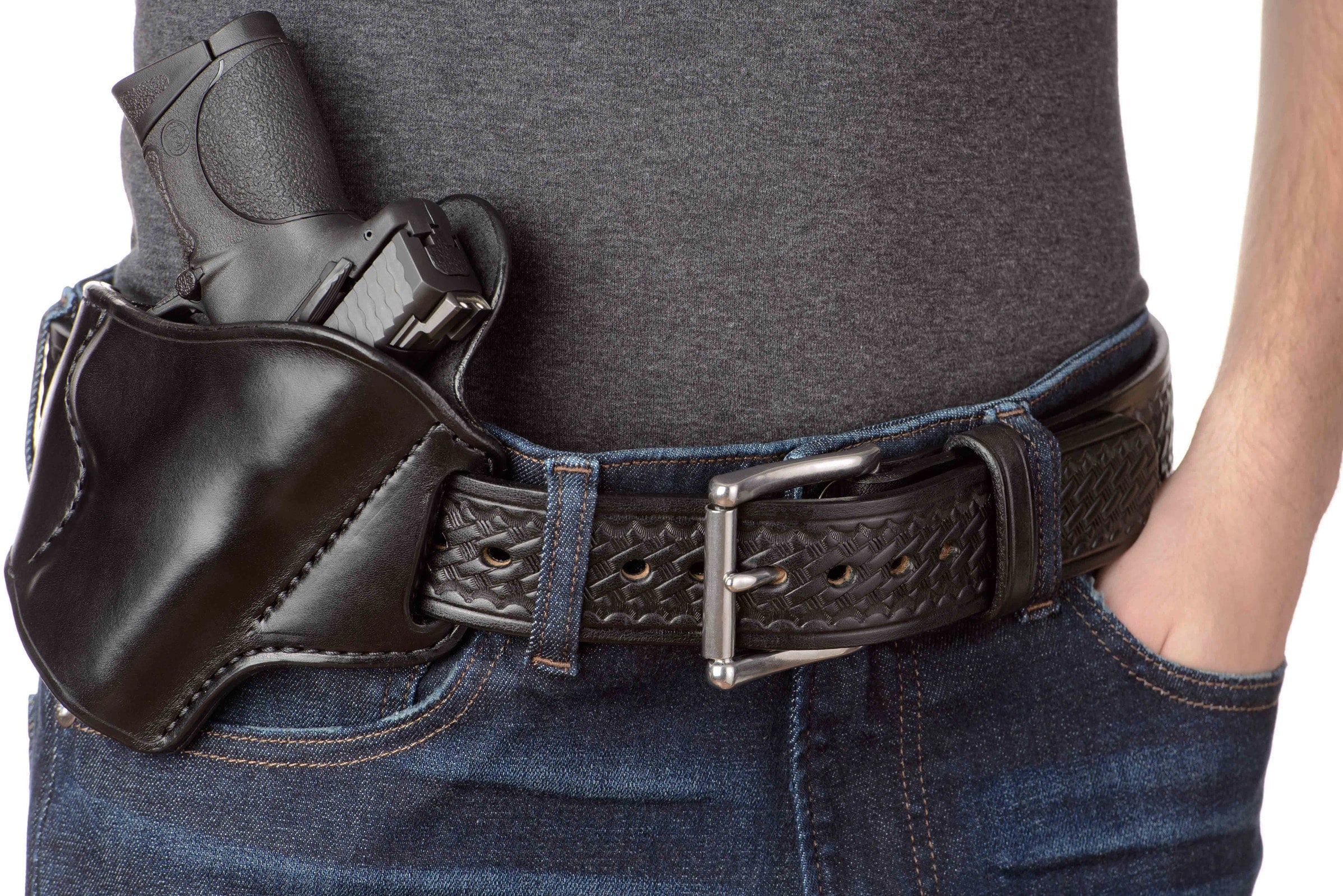 Mens Black Basket Weave Leather Belt 1.75"– AmishMadeBelts.com