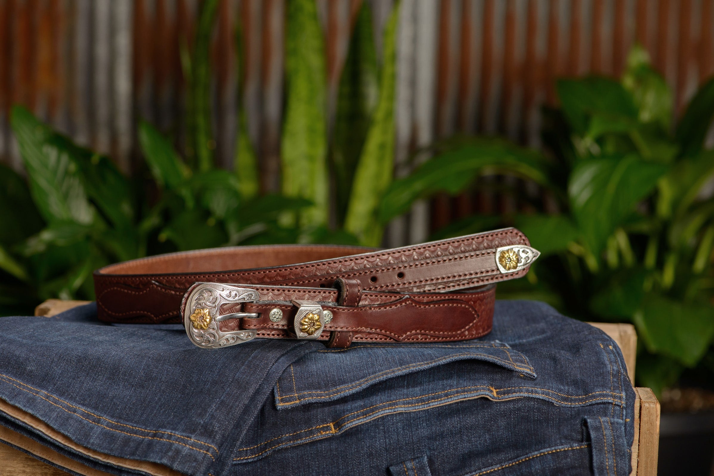 Men's Brown Stitched Basket Weave Western Ranger - The Texan 1.50 ...
