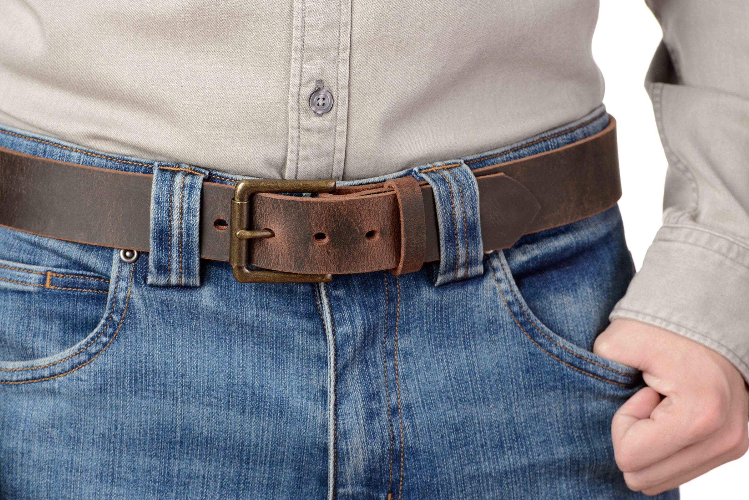 The Crazy Horse: Men's Rustic Brown Non Stitched Leather Belt 1.50 ...
