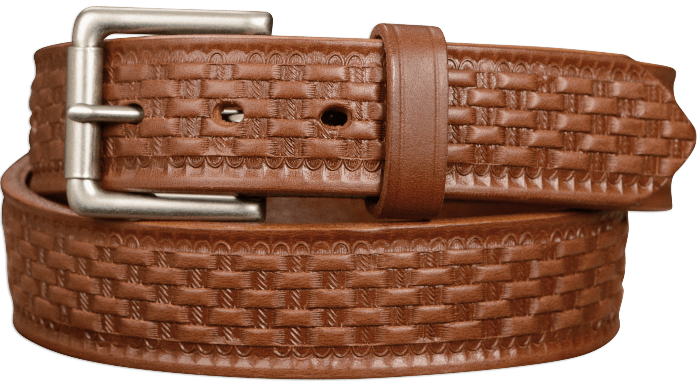 The Maverick: Men's Caramel Tan Basket Weave Leather Belt 1.50 ...