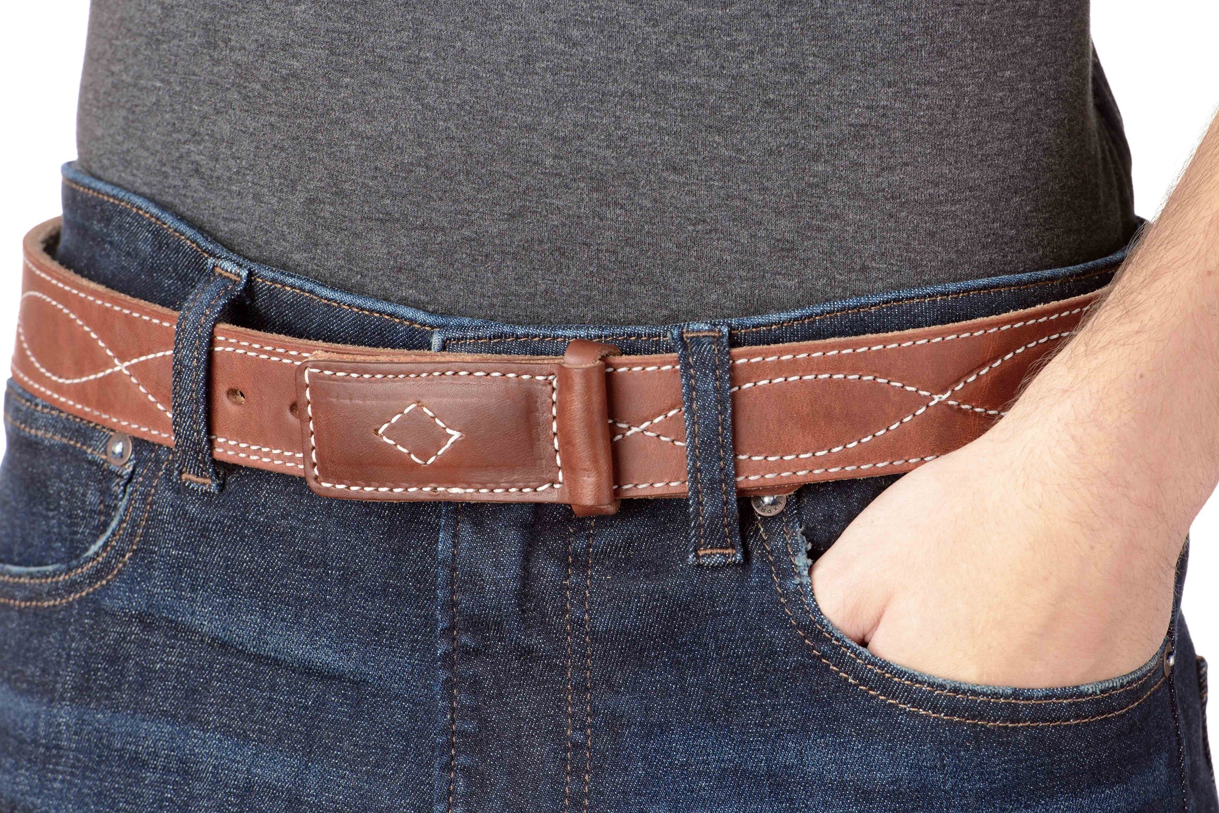 Hot Dipped Tan Figure 8 White Stitched Buckle-less Ball 1.50" - The Pit ...
