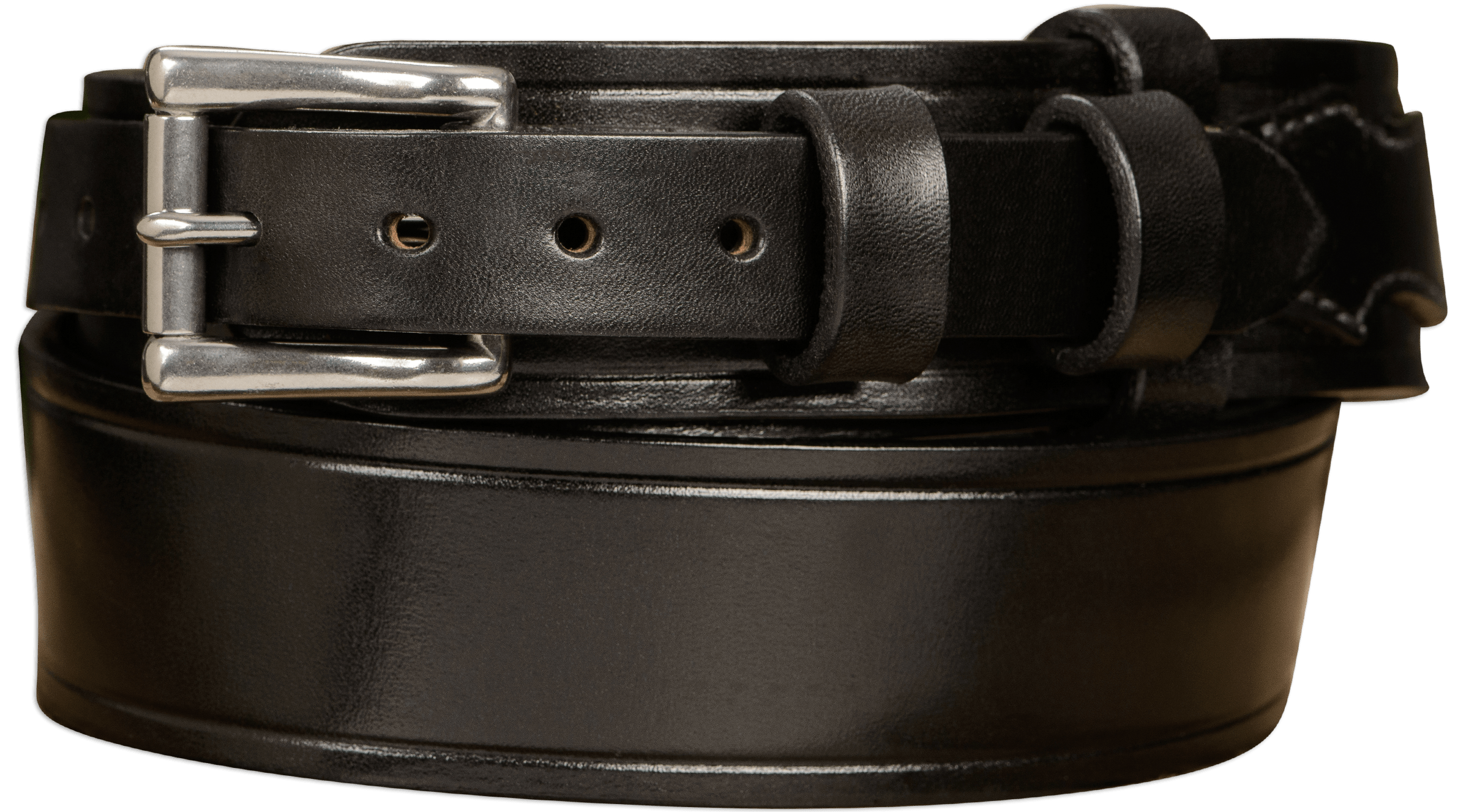 Mens Black Leather Ranger Belt with Creased Accent 1.75 ...
