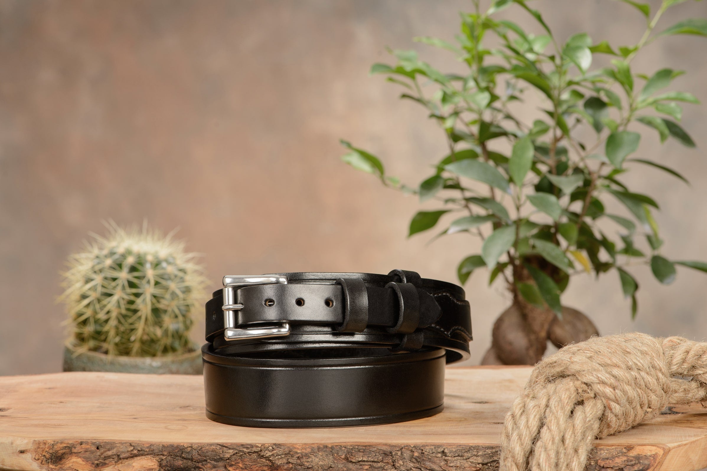 Mens Black Leather Ranger Belt with Creased Accent 1.75 ...