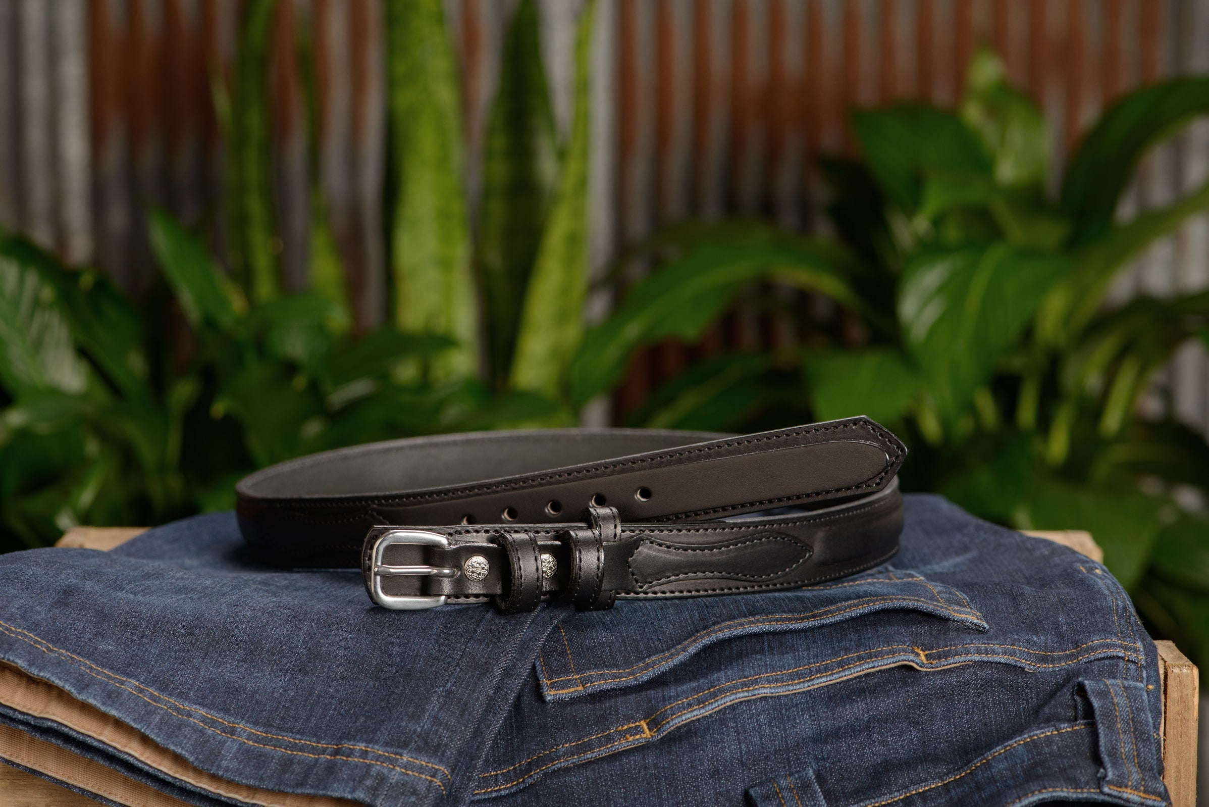 Black Stitched Ranger Leather Belt: The Walker 1.25"– AmishMadeBelts.com