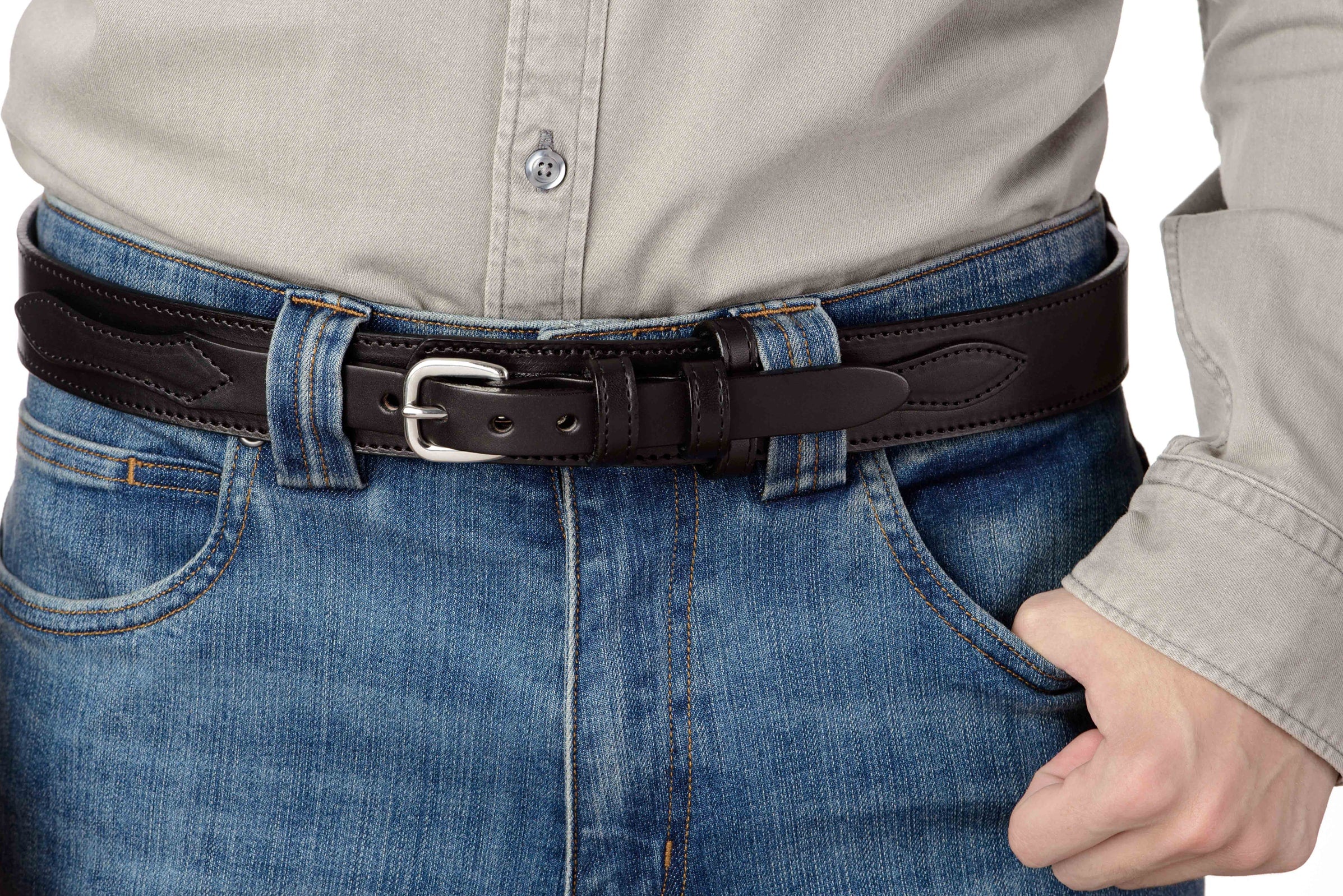 Black Stitched Ranger Leather Belt: The Walker 1.50"– AmishMadeBelts.com