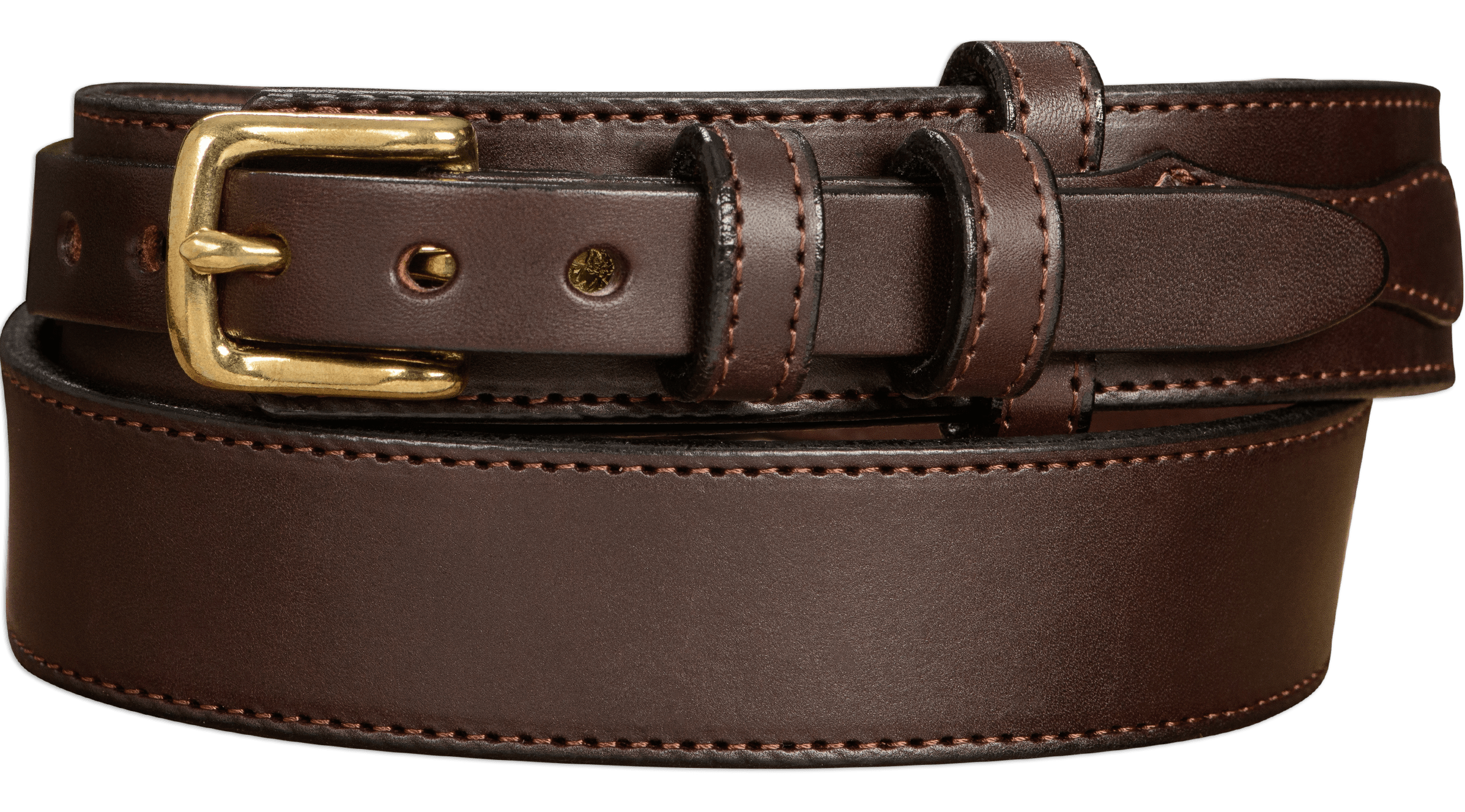 Men's Brown Stiched Ranger Leather Belt - The Walker 1.50 ...