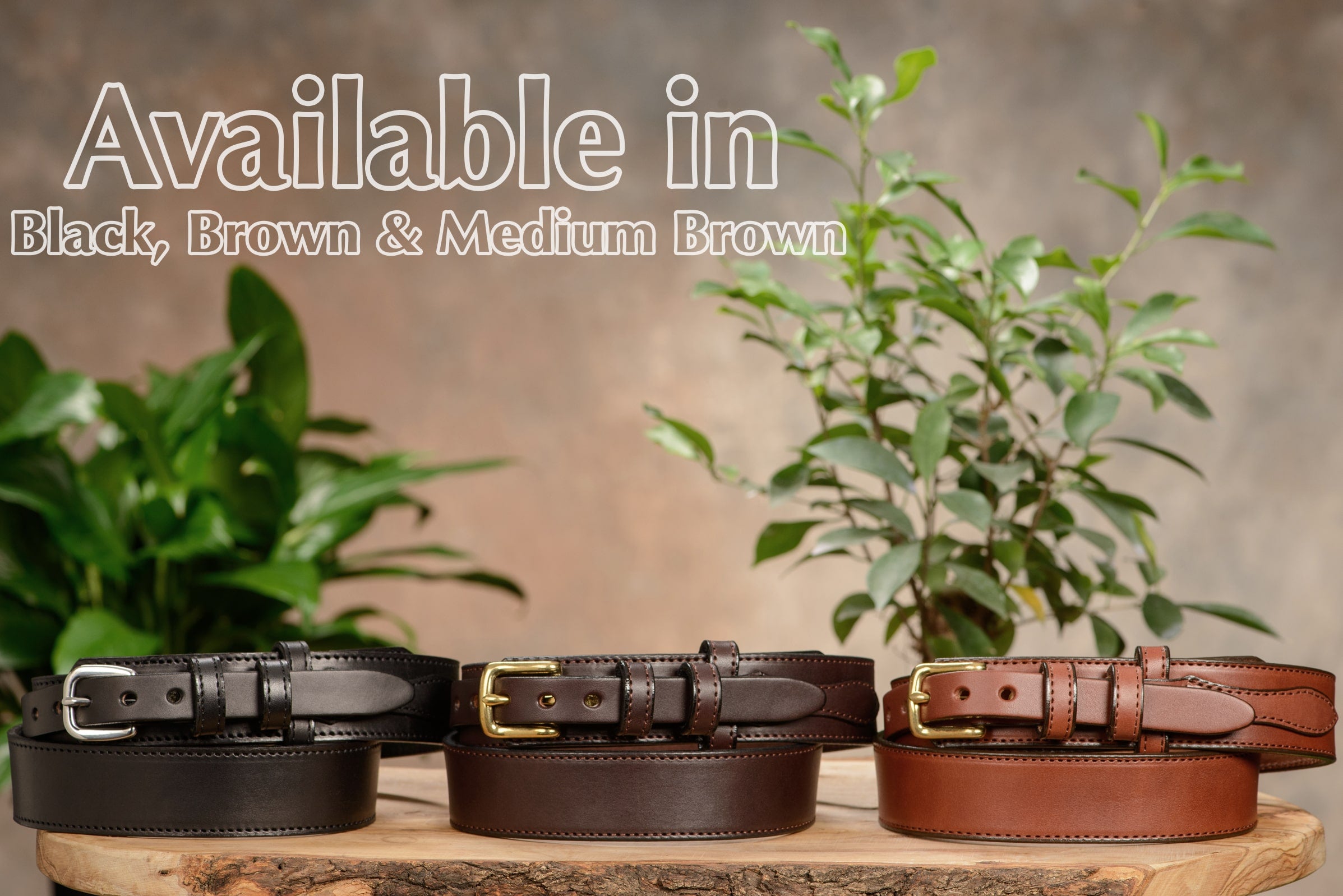 Men's Brown Stiched Ranger Leather Belt - The Walker 1.50 ...