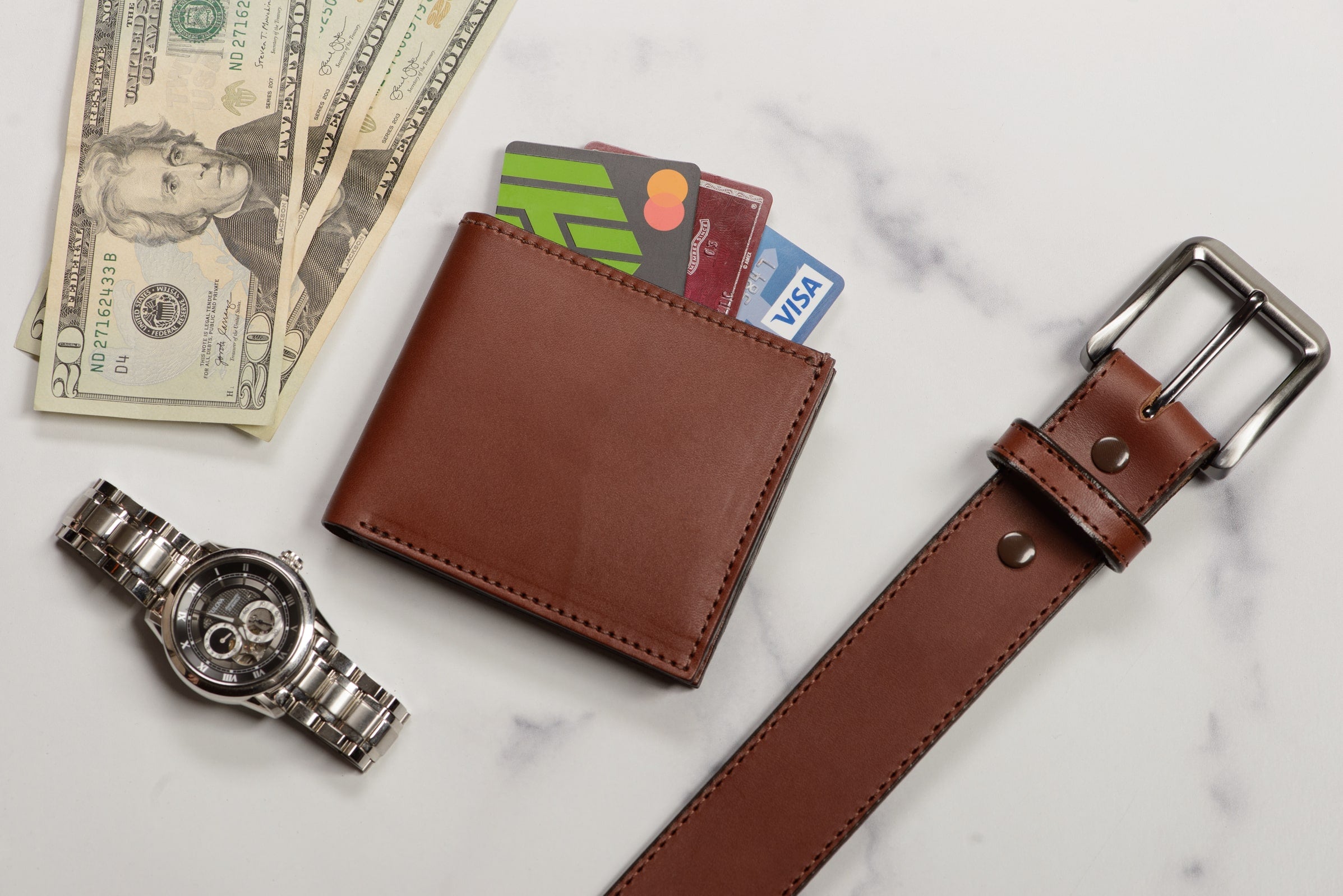 Medium Brown Premium Leather 8 Card Slot Bifold Wallet